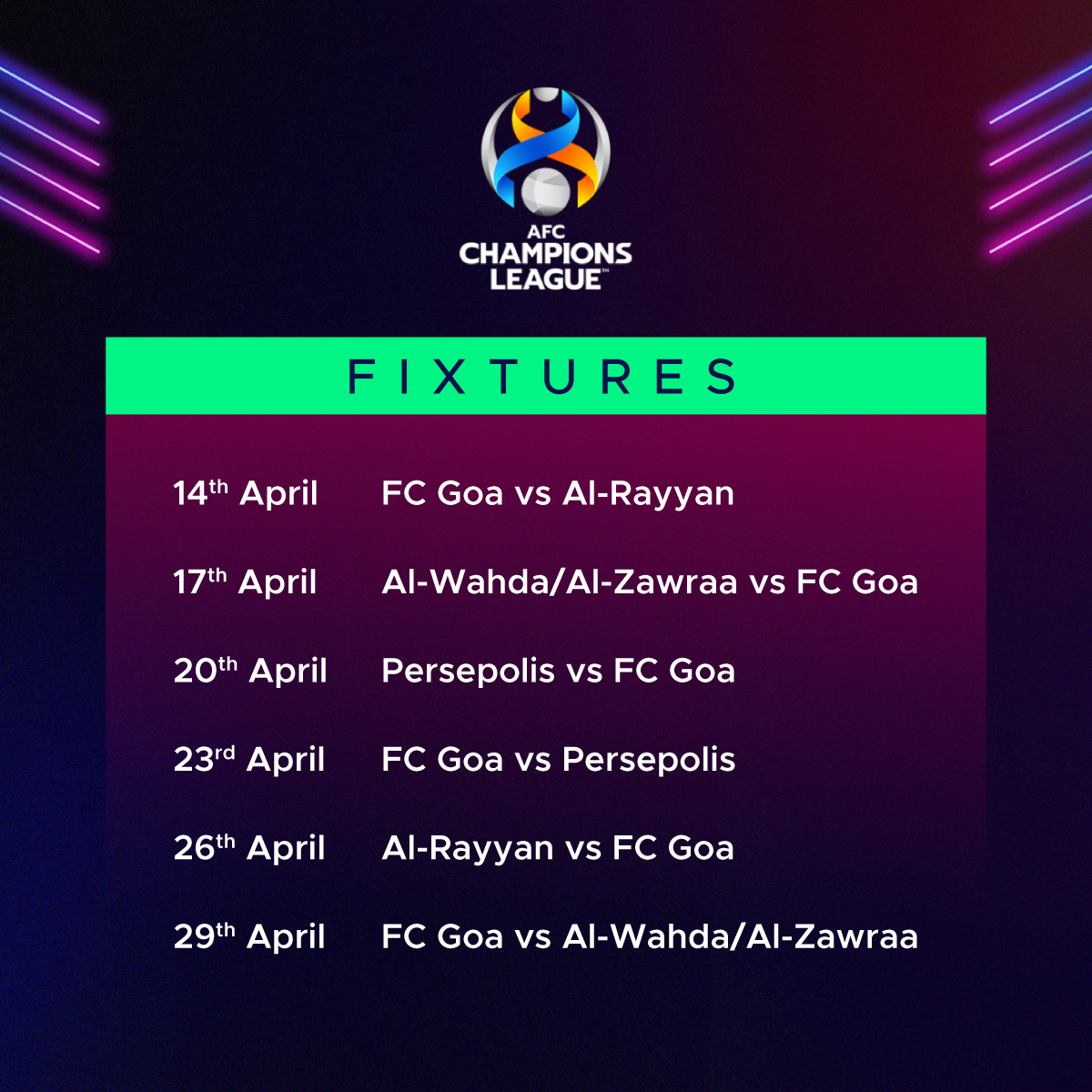 AFC Champions League 2021: FC Goa schedule released